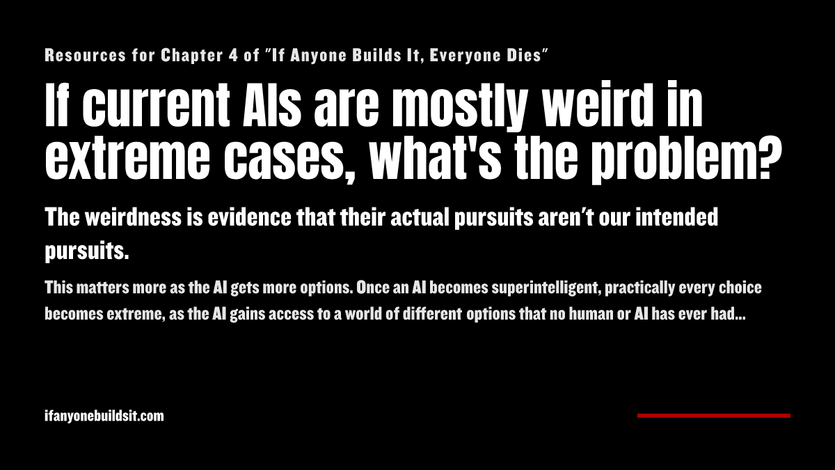 If current AIs are mostly weird in extreme cases, what’s the problem ...
